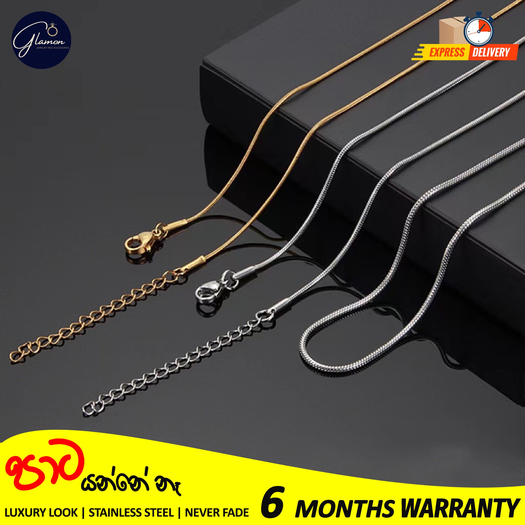 2mm Round Snake Chain Stainless Steel Gold- SIlver – Glamon
